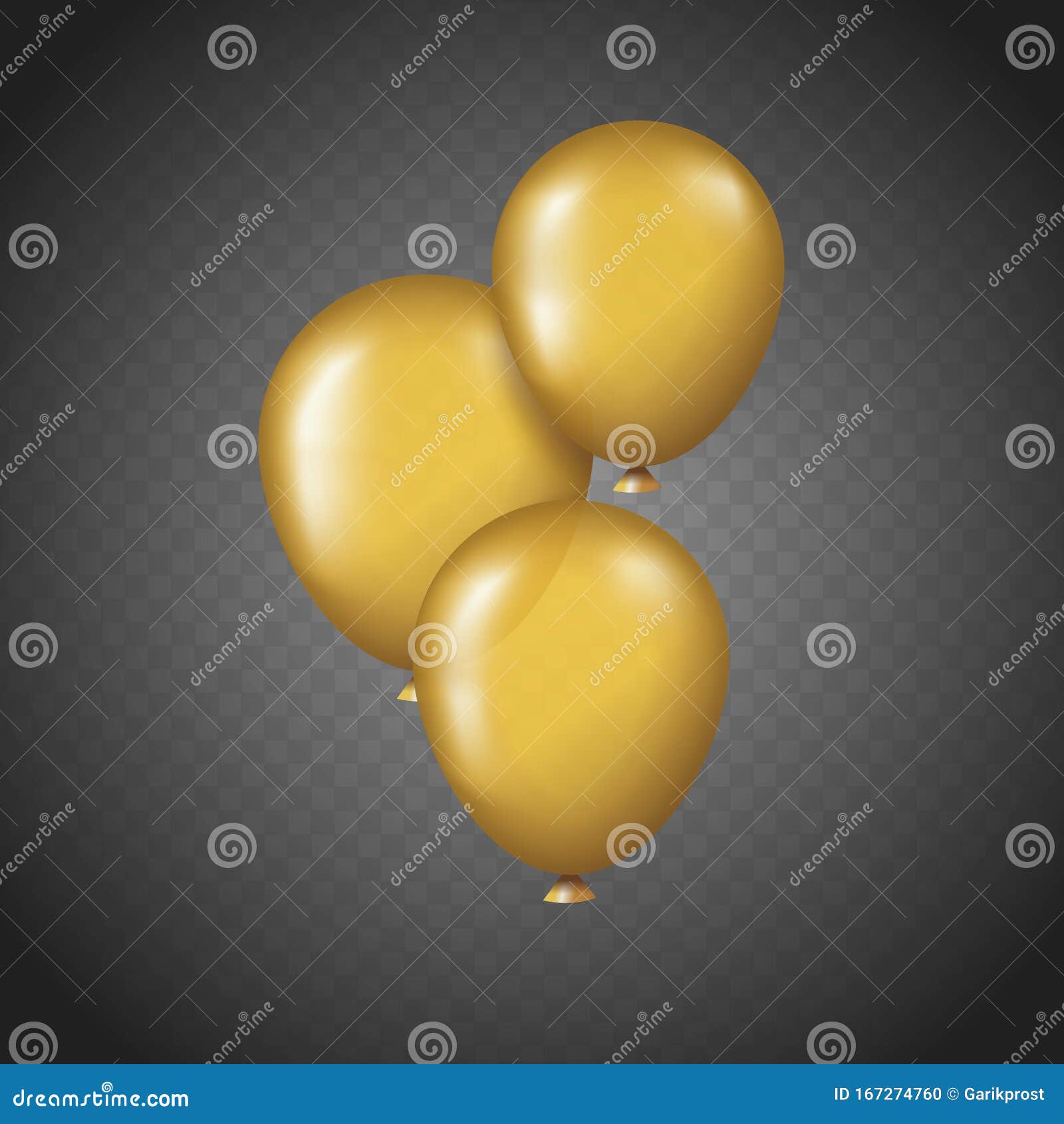 Bunch of Glossy Golden Balloons for Holiday Stock Illustration ...