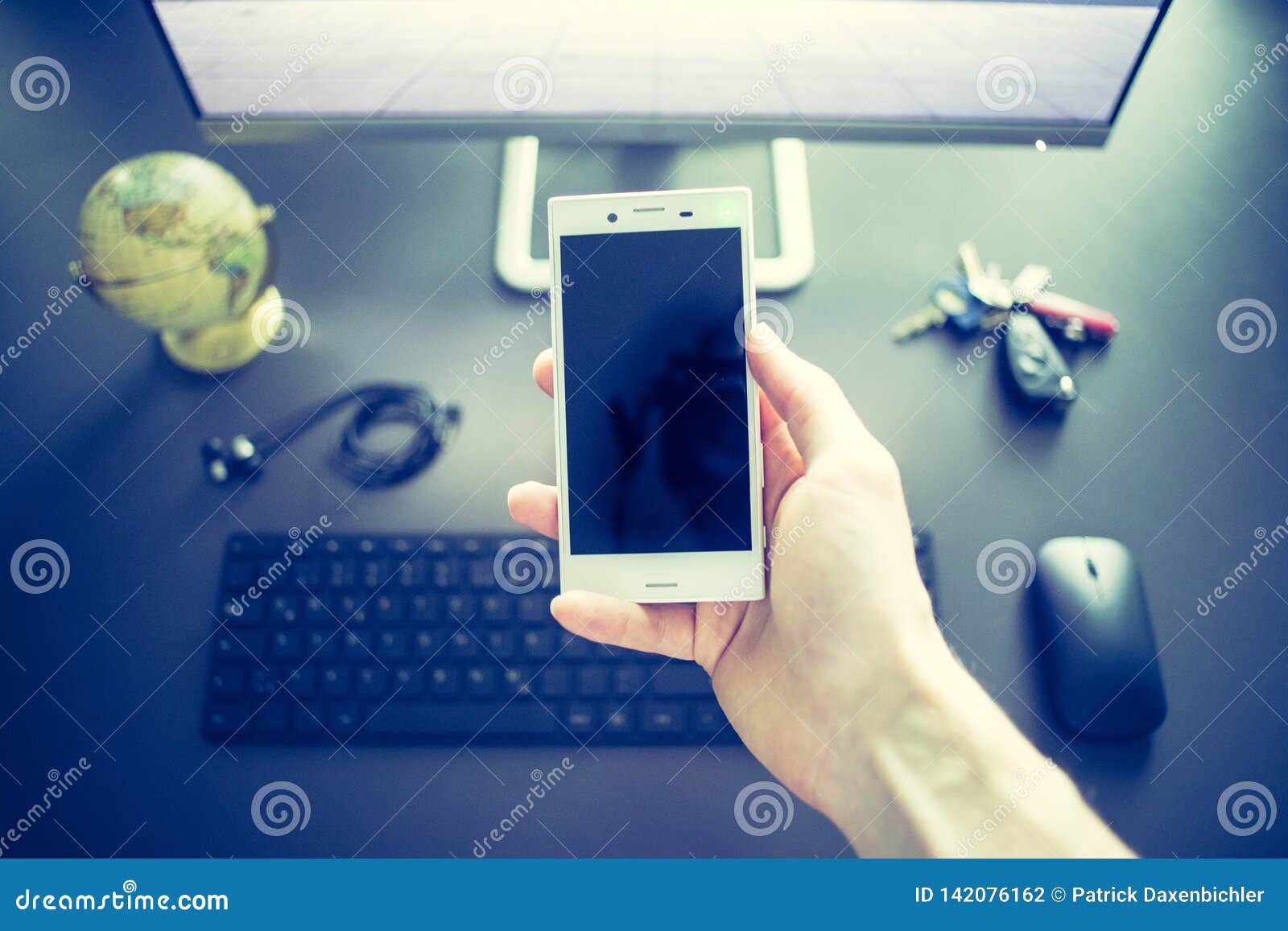 Web Business: Smartphone in the Foreground Stock Photo - Image of desk ...