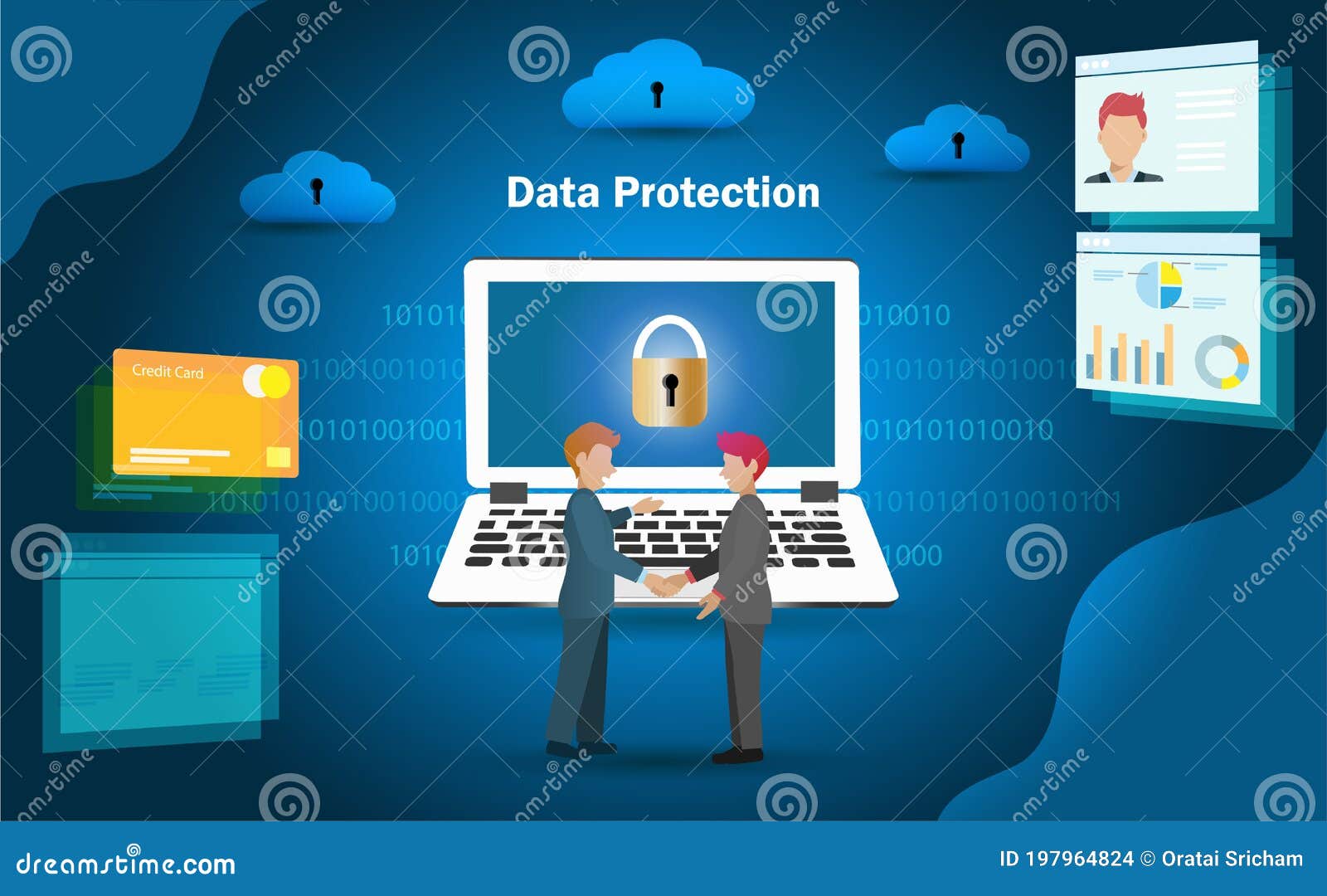 Businessman Ensure Customer about Data Security on Digital Financial ...