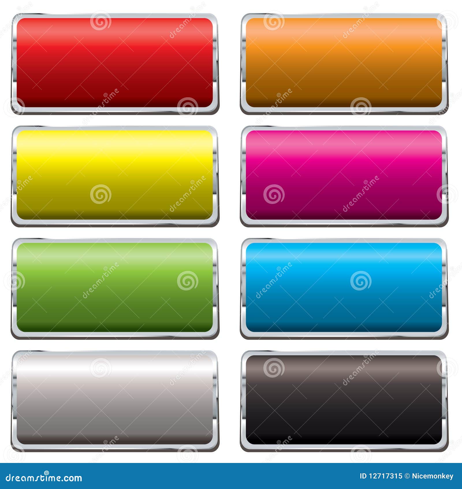 Web Buton Icons with Silver Bevel Stock Vector - Illustration of ...