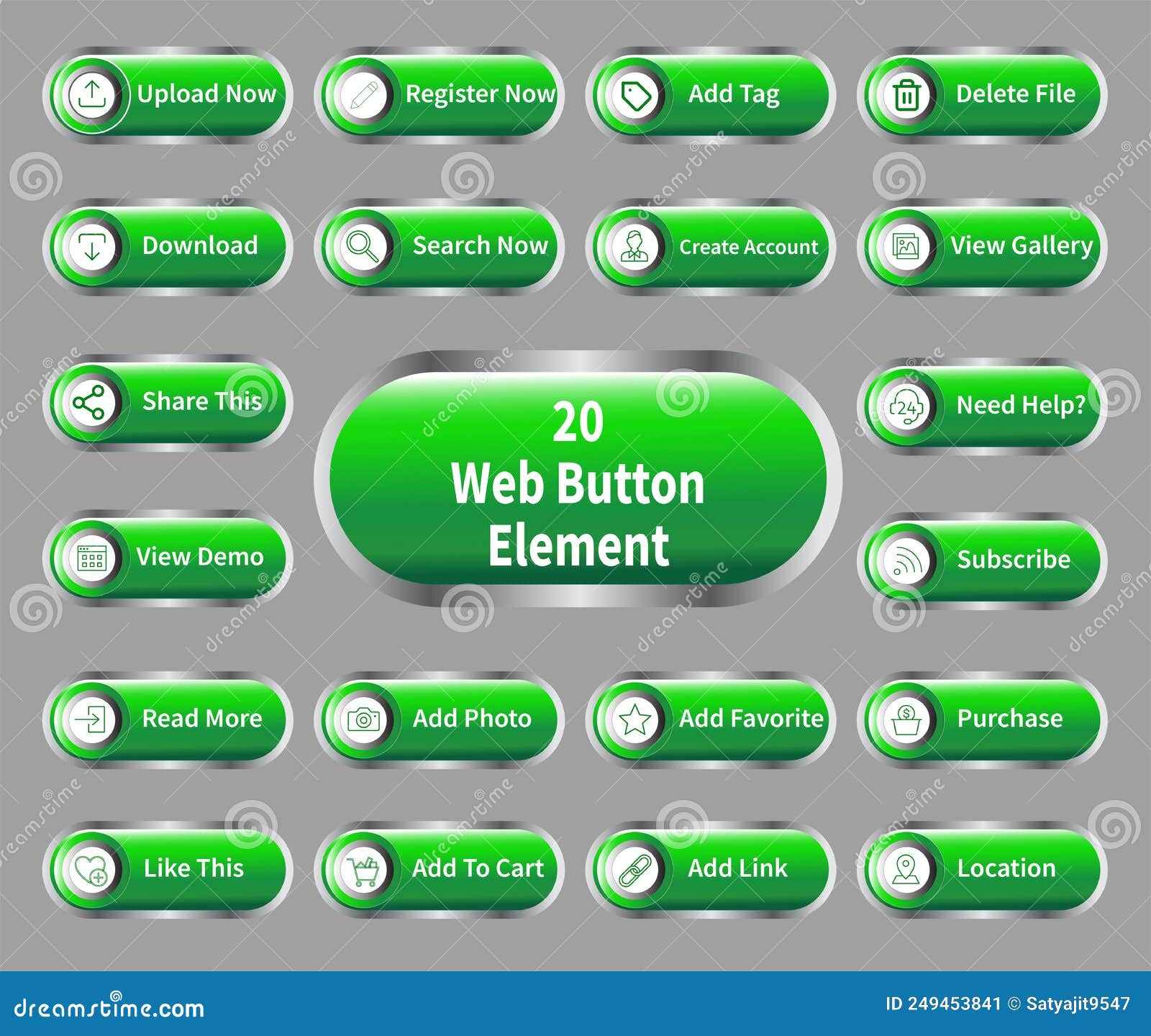 Web and App Button Element, 20 Most Use Icon Button Set Stock Vector ...