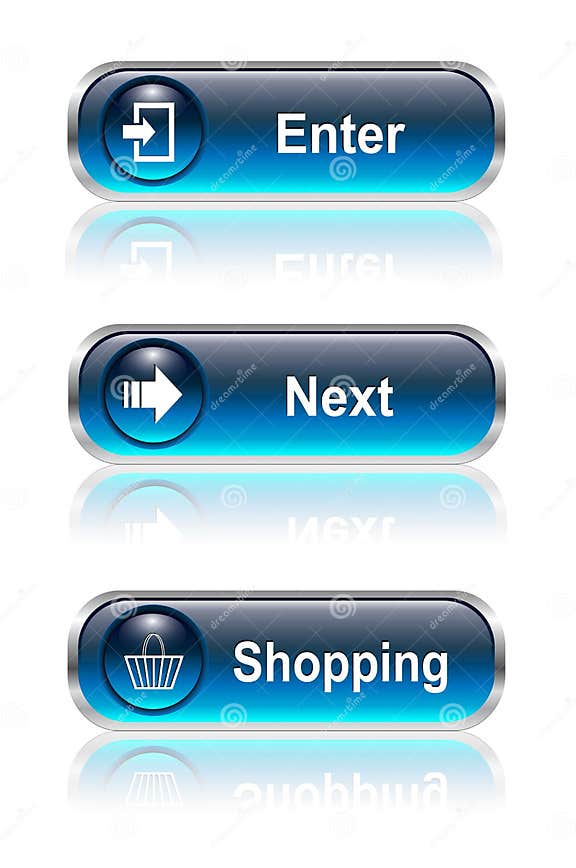 Web button, icon set stock vector. Illustration of glass - 12815264