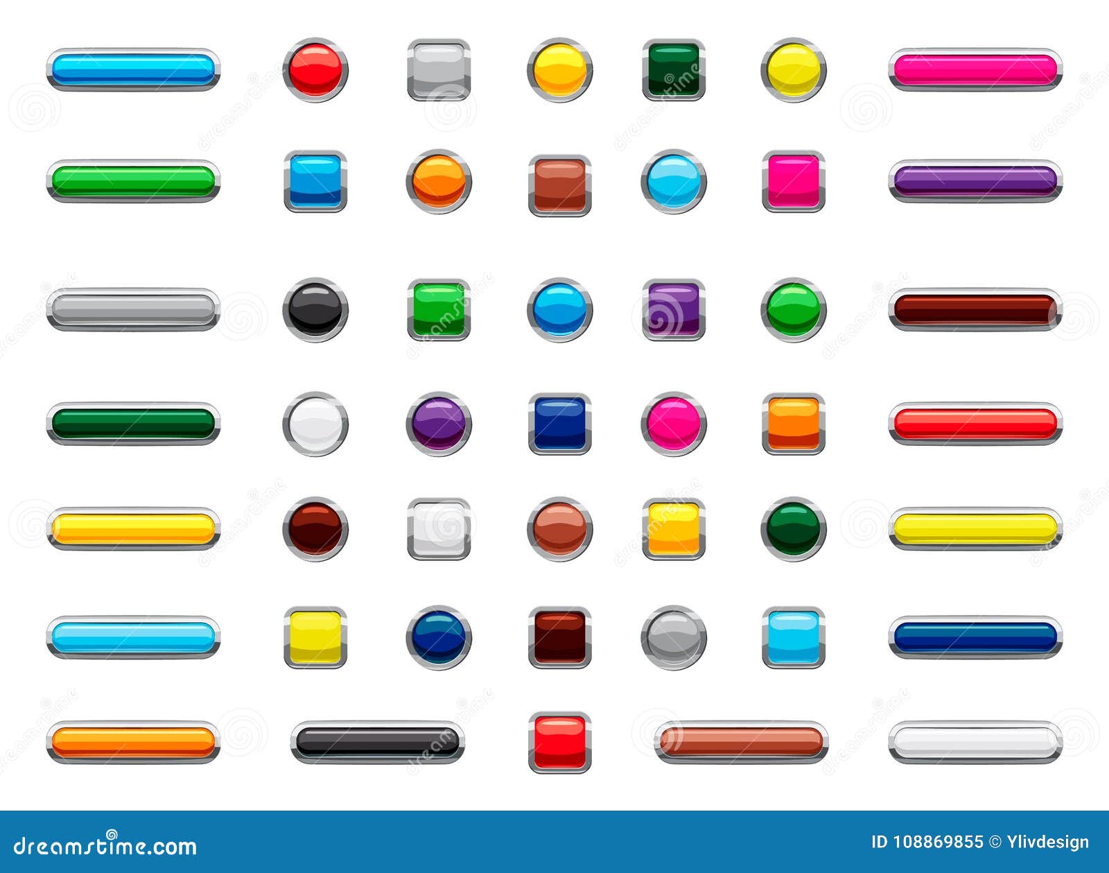 Web Button Icon Set, Cartoon Style Stock Vector - Illustration of ...