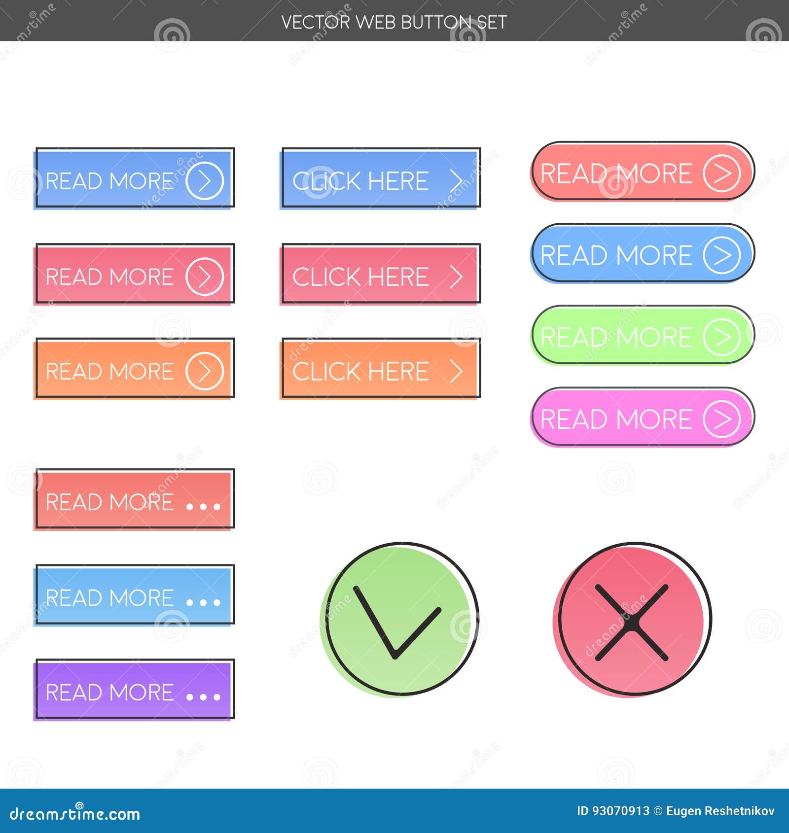 Web button set. stock vector. Illustration of agree, check - 93070913