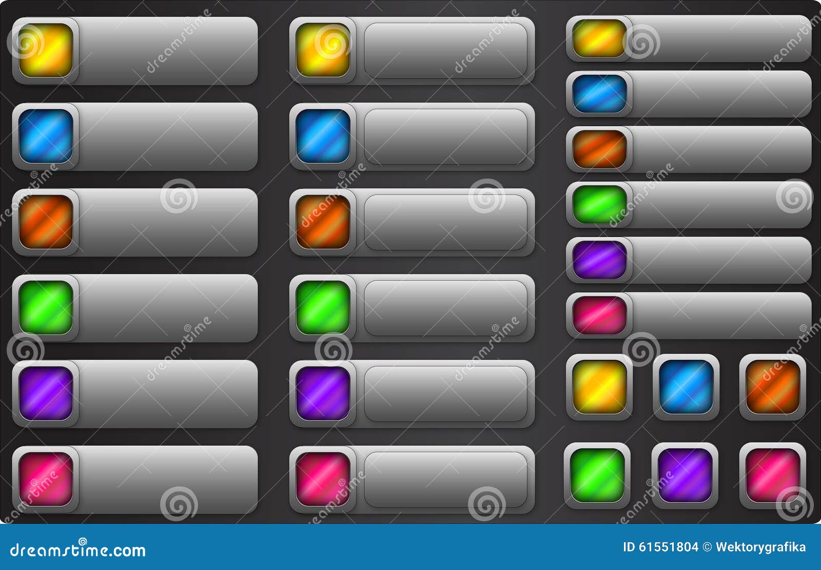 Web Button Set. Internet Empty Colorful Rectangular Buttons Stock Illustration - Illustration of ...