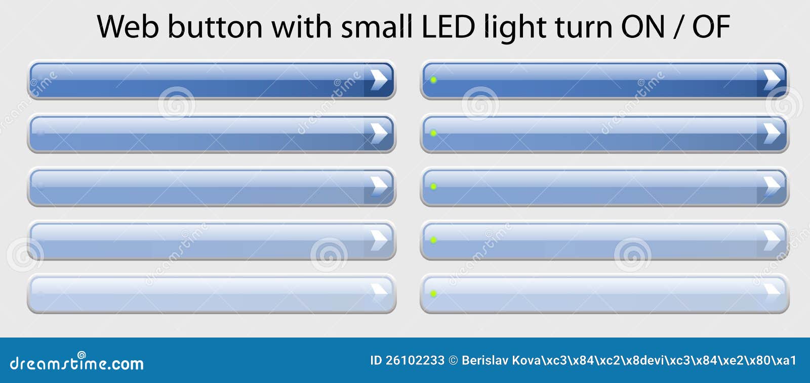 Web Button with Small LED Light Turn on - OFF Stock Vector ...