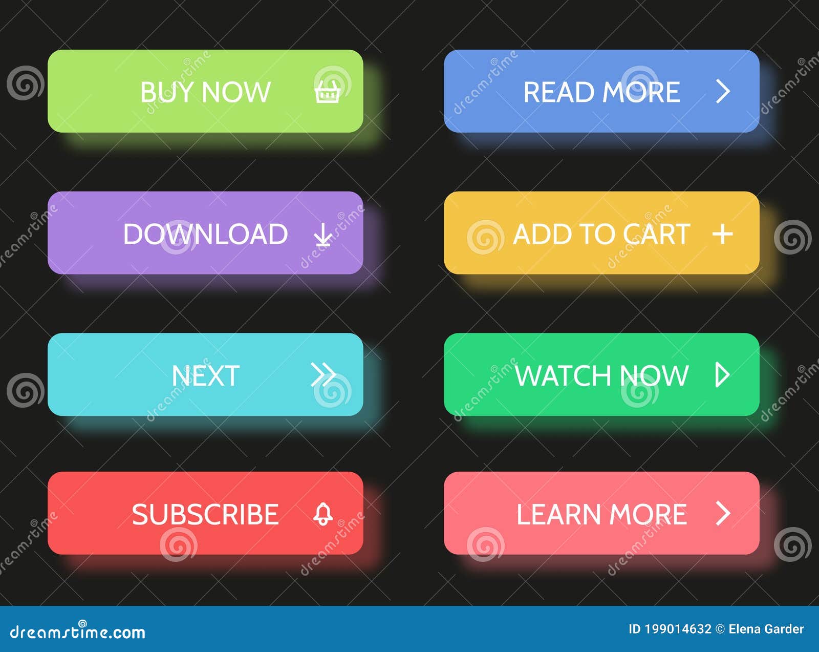 Web Button. Vector Buttons Material Design Style for Website or App ...