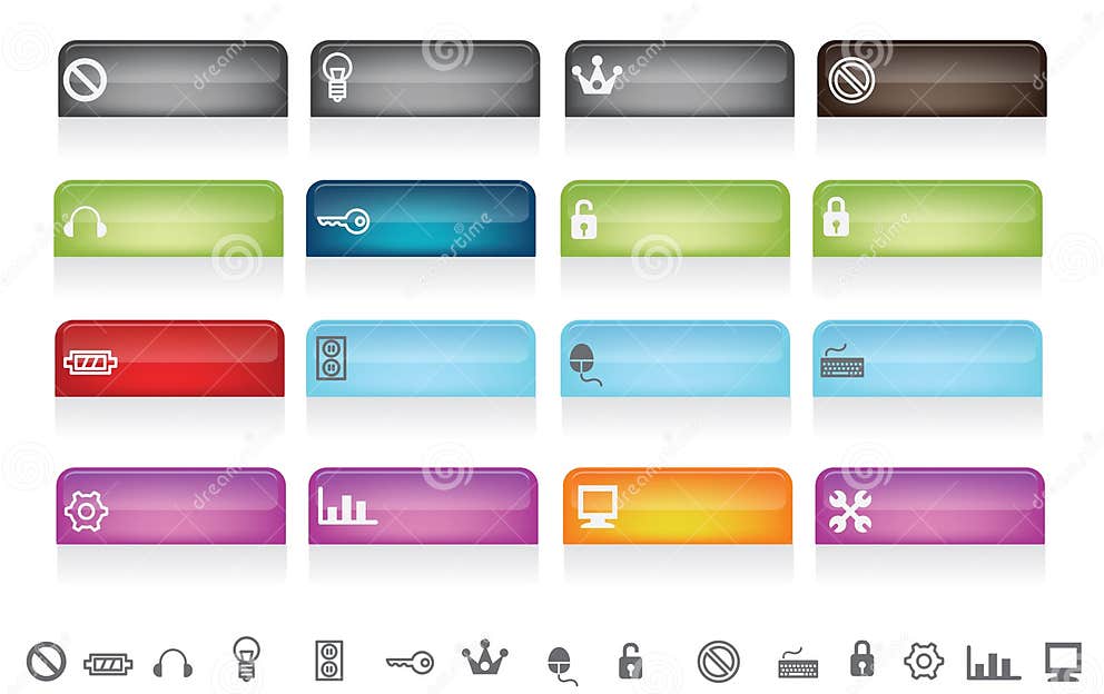 Web buttons stock vector. Illustration of download, select - 12588466