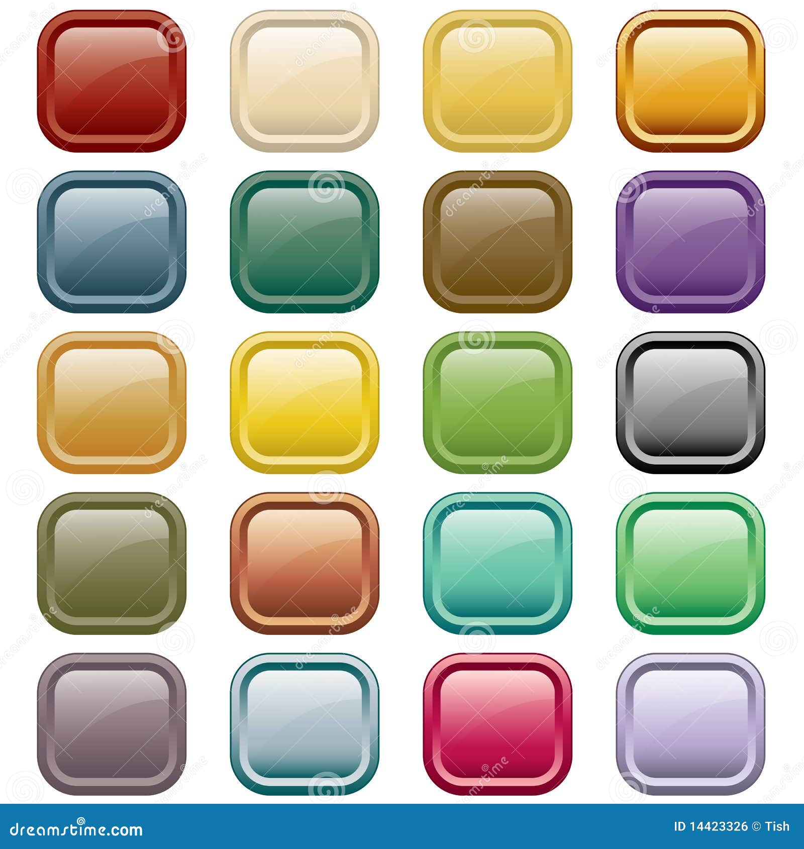 Web Buttons Assorted Colors Stock Vector - Illustration of square, push ...