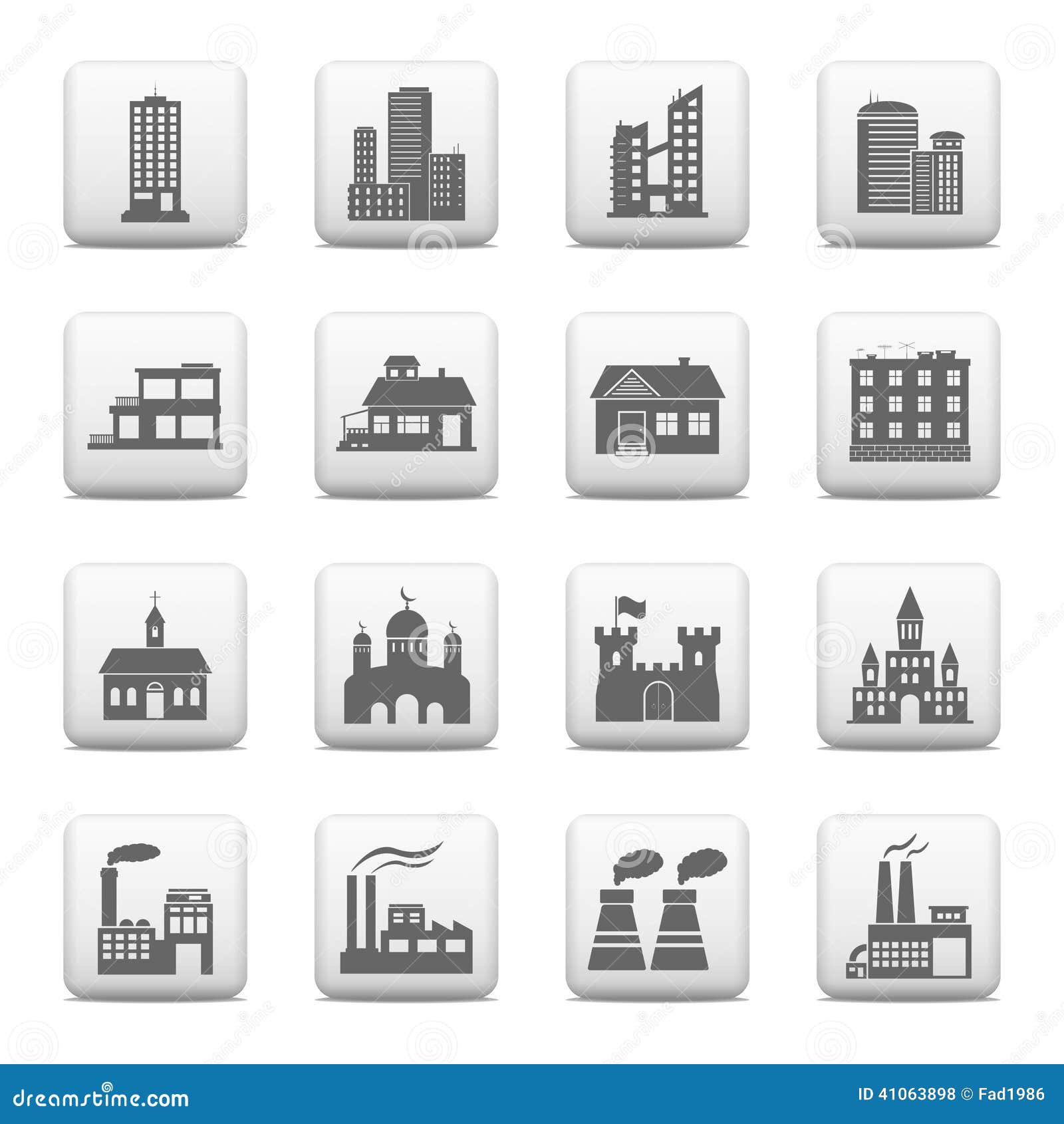 Web Buttons, Building Icons Stock Illustration - Illustration of scene ...