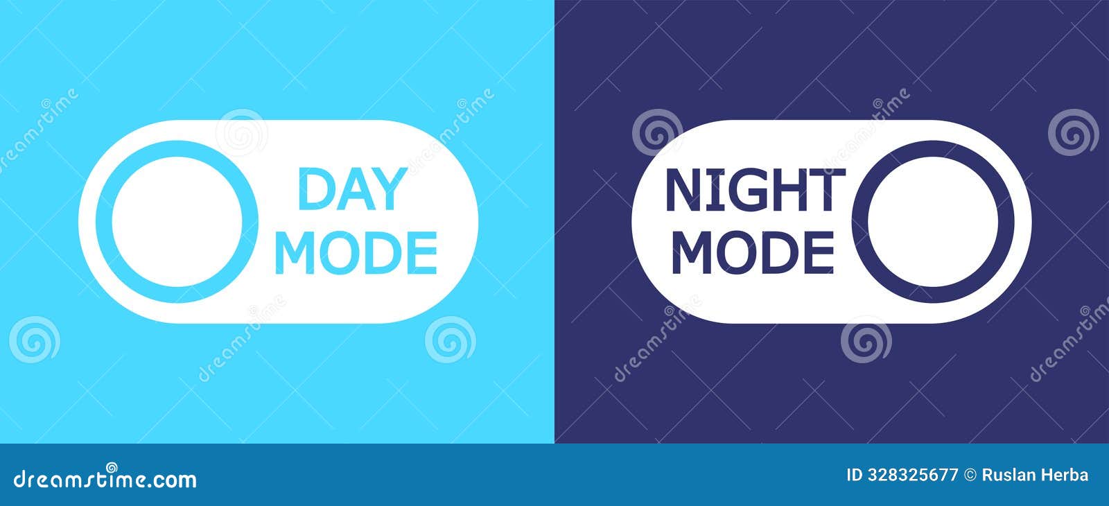 Buttons with Day and Night Mode. Dark and Light Switch Vector Icon ...