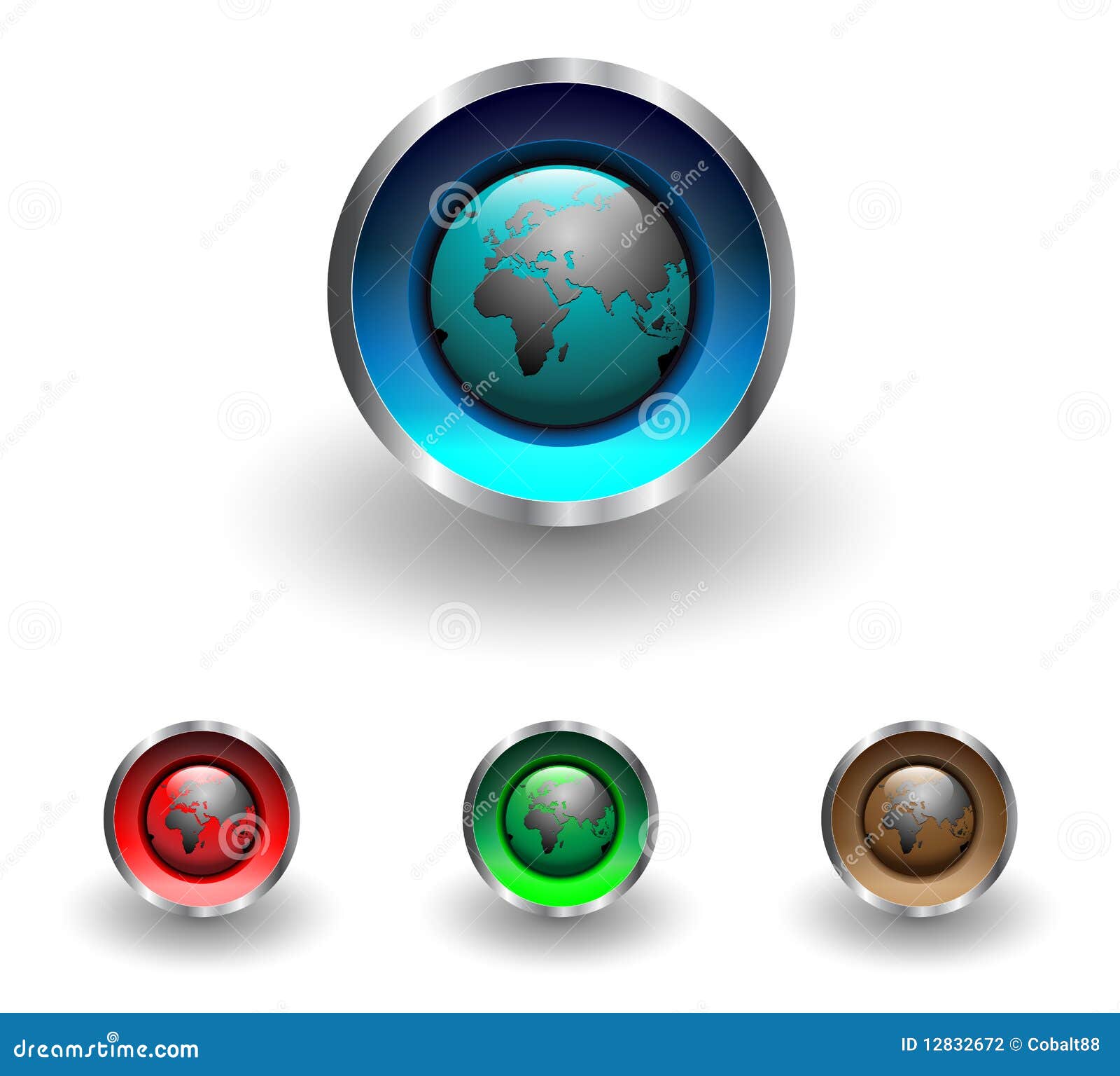Web Buttons with Earth Globe Stock Vector - Illustration of elements ...