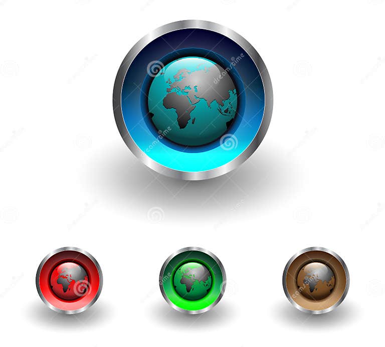 Web Buttons with Earth Globe Stock Vector - Illustration of elements ...