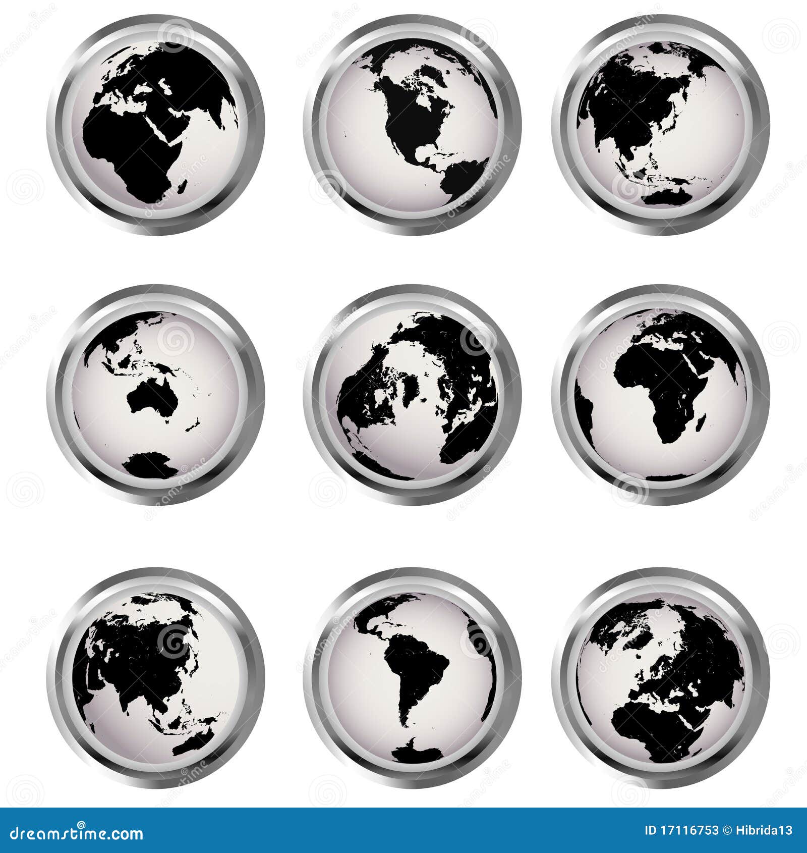 Web Buttons with Earth Globes Stock Illustration - Illustration of ...