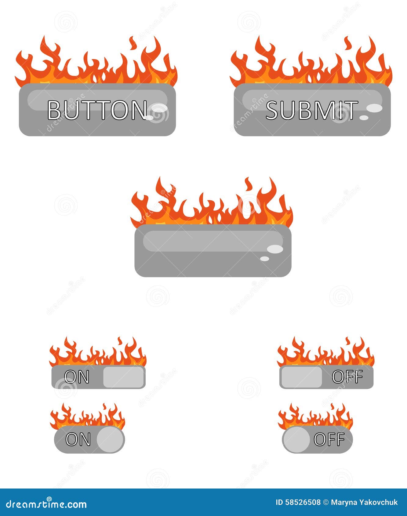 Web buttons fire stock vector. Illustration of element - 58526508