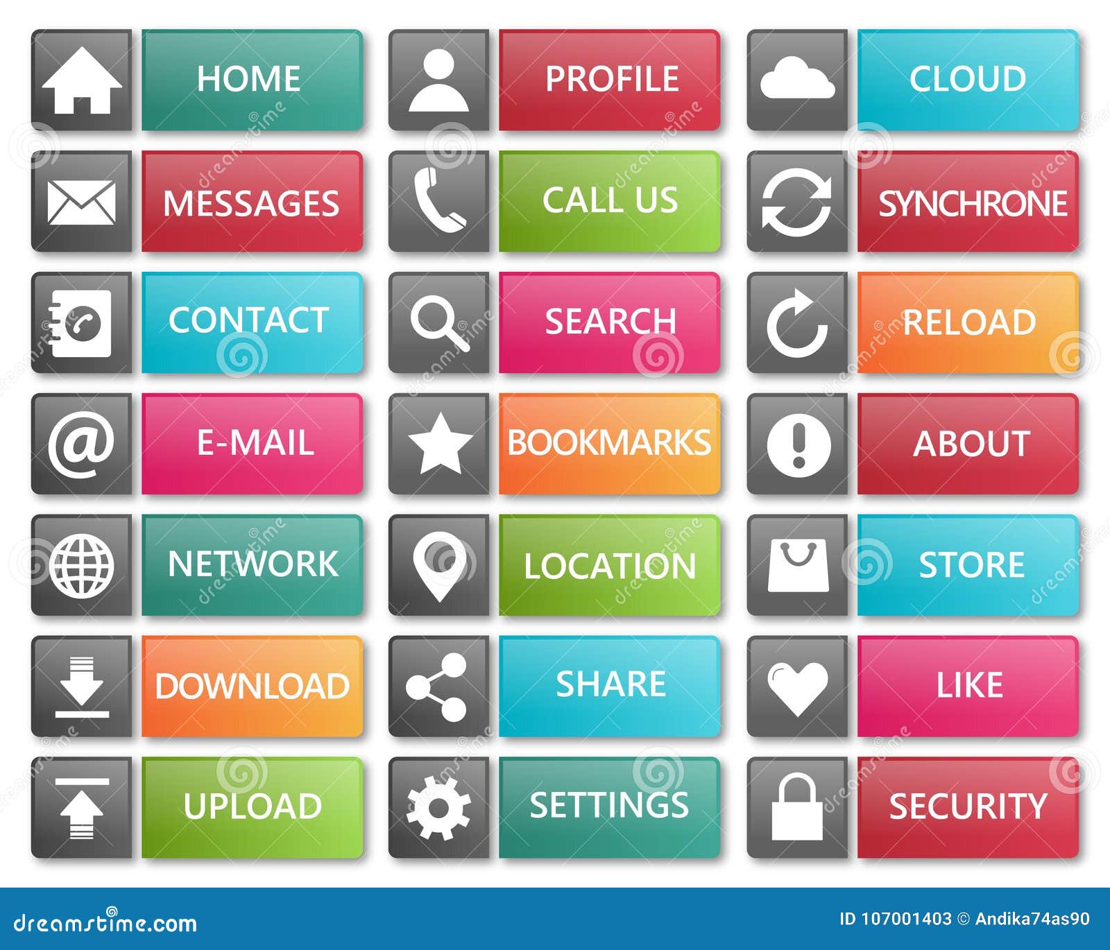 Web Buttons Flat and Colorful Stock Vector - Illustration of color ...