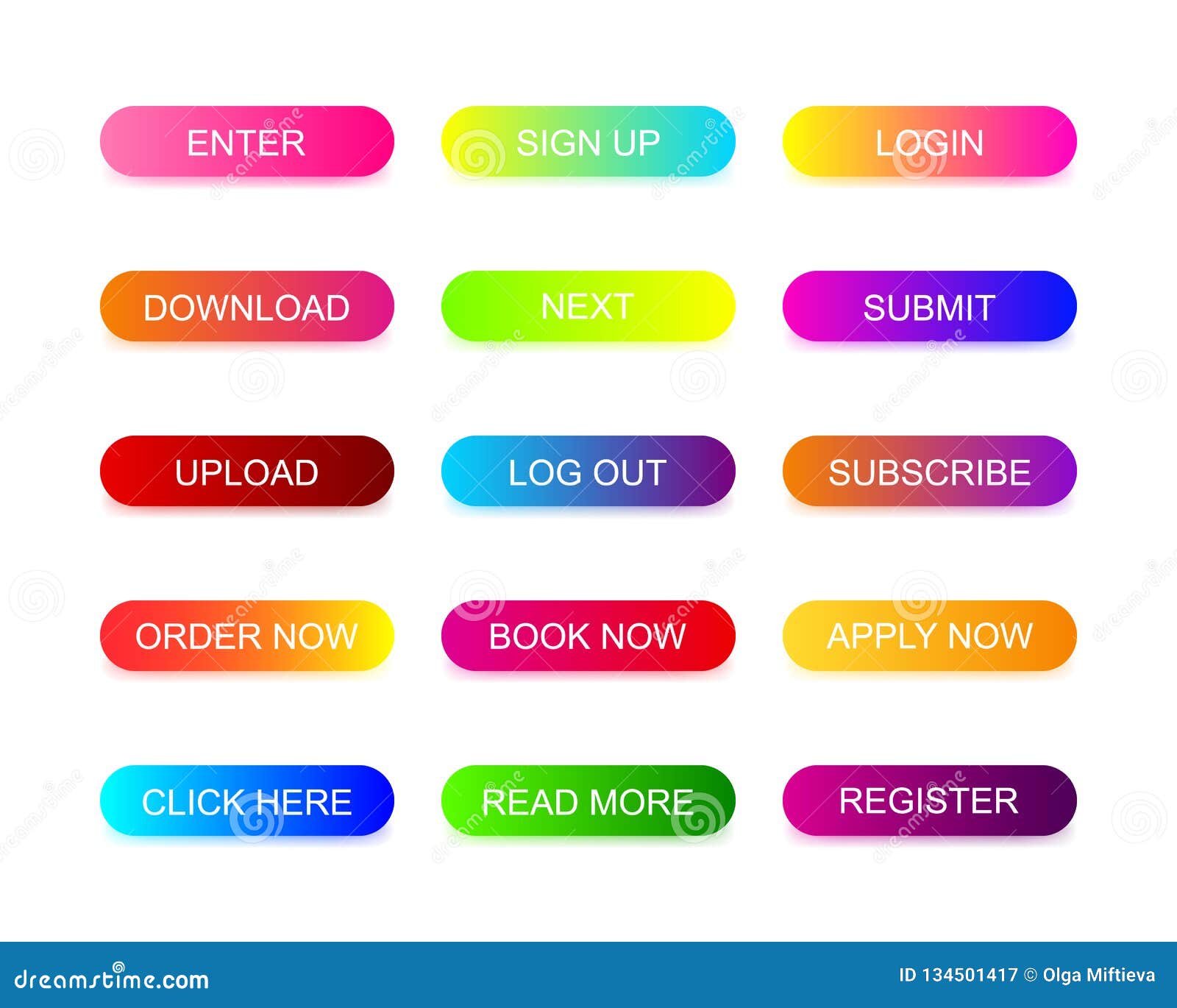 Web Buttons Flat Design with Colorful Trendy Gradient Stock ...