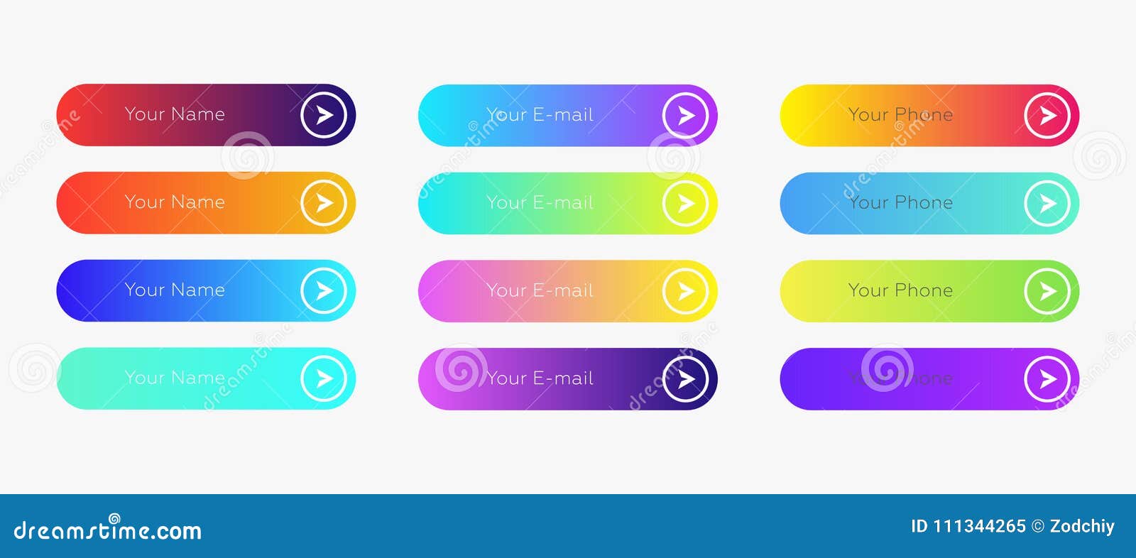 Web Buttons Flat Design Template with Color Gradient Stock Illustration ...