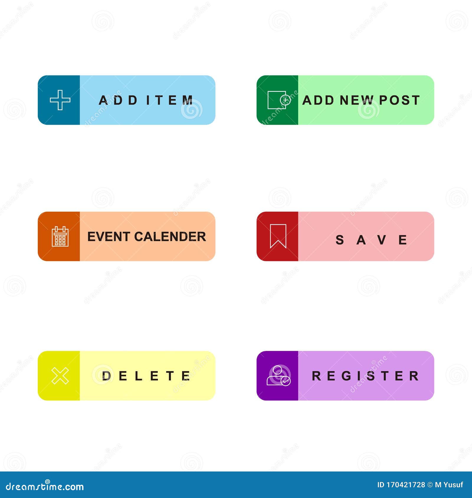 Web Buttons Flat Design Stock Illustration Illustration Of Design