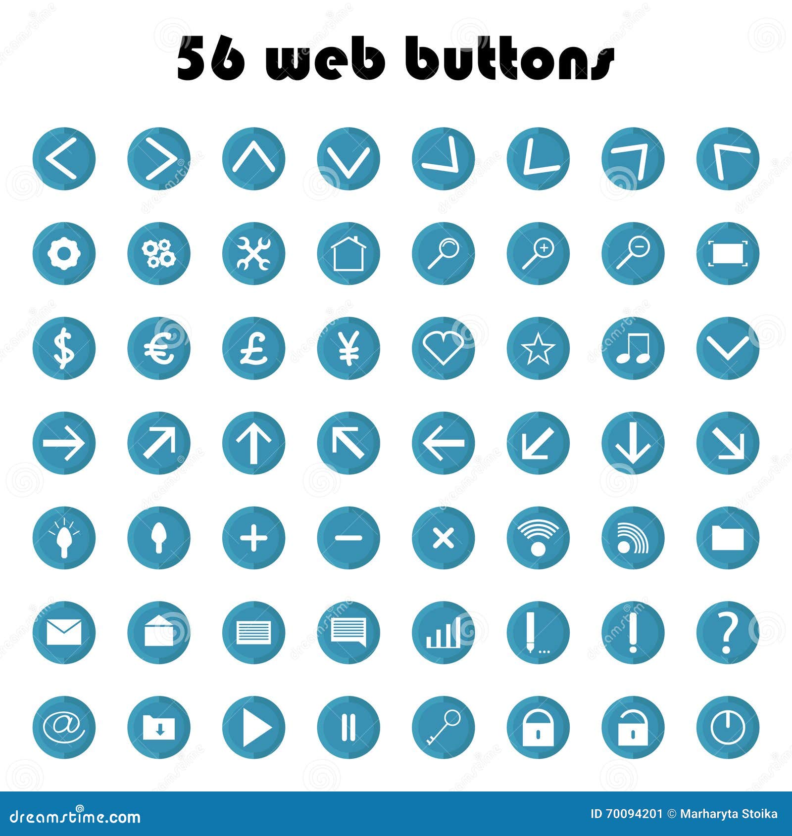 Web buttons and icons set stock vector. Illustration of bright - 70094201