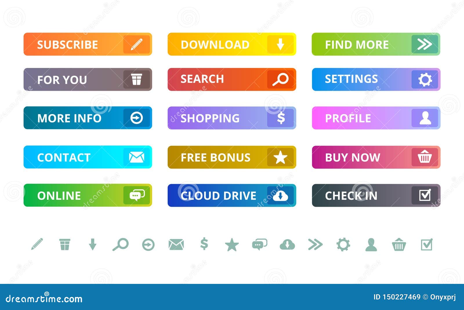 Web Buttons. Internet Modern Colored Flat Icons and Buttons Template ...