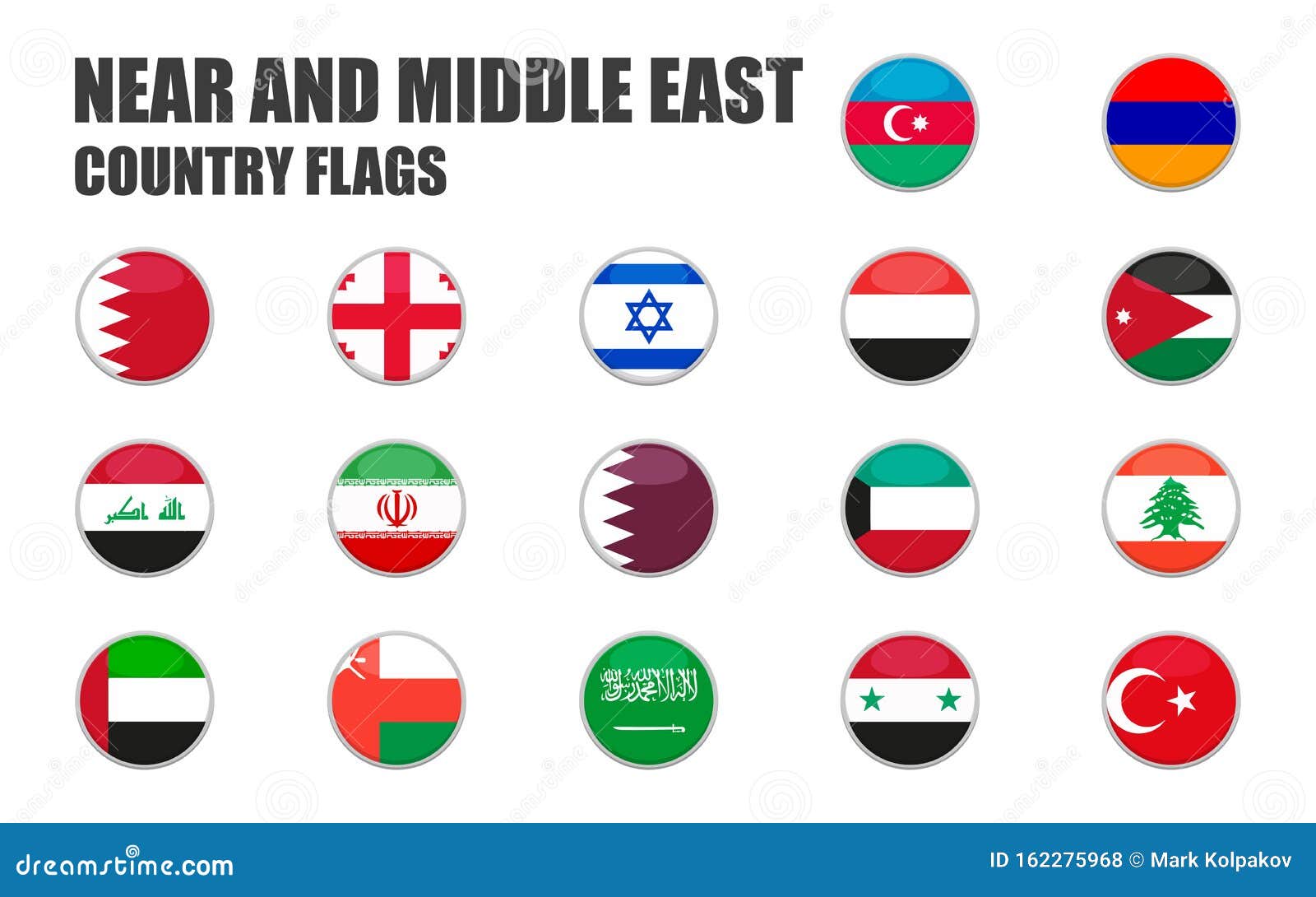 Web Buttons with Near and Middle Country Flags Stock Vector ...