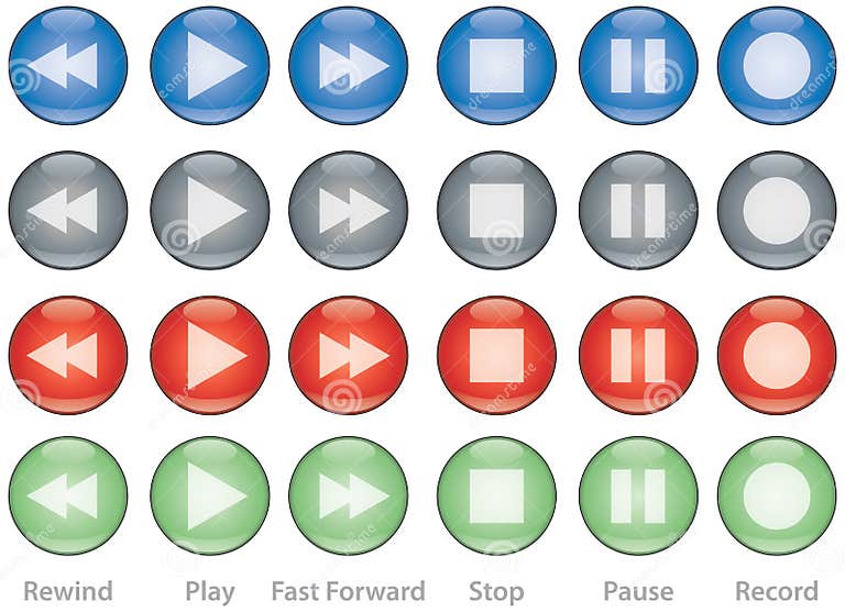 Web Buttons Player Controls Stock Illustration - Illustration of stop ...