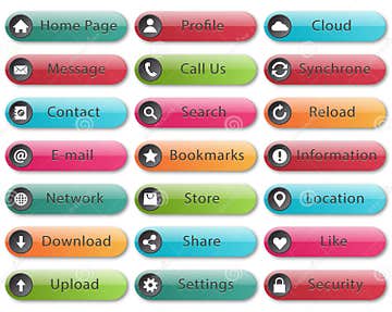 Web Buttons Round and Colorful Stock Vector - Illustration of flat ...
