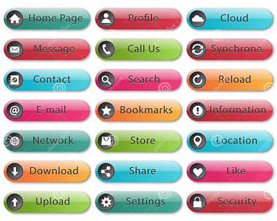 Web Buttons Round and Colorful Stock Vector - Illustration of flat ...