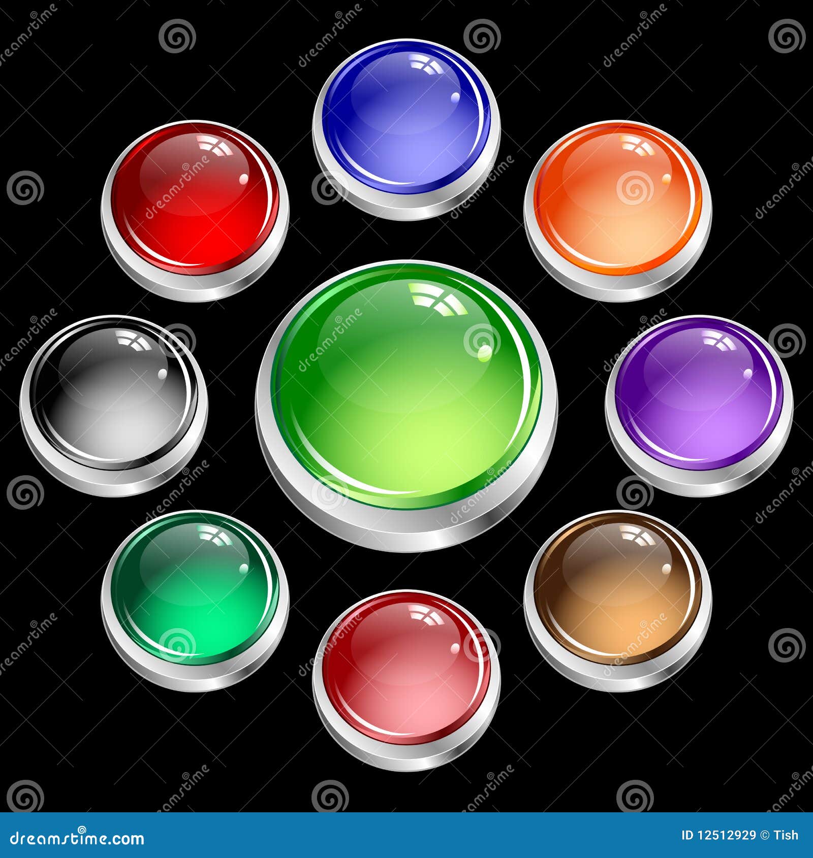 Web Buttons Round Set in Silver Casing Stock Vector - Illustration of ...
