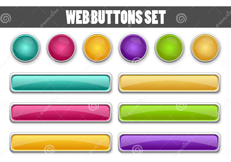 Web Buttons Set for Your Design Stock Vector - Illustration of download ...