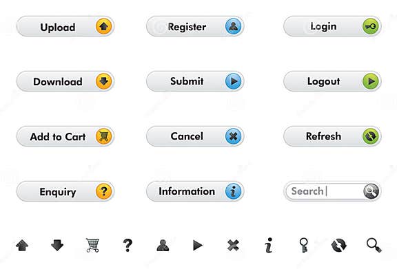 Web Buttons and Web Elements Stock Vector - Illustration of button ...