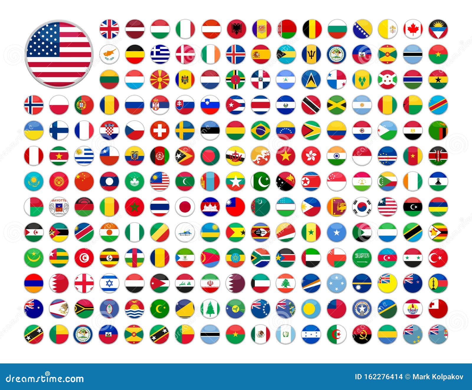 Web Buttons with World Country Flags, Flat Stock Illustration ... Web Buttons with World Country Flags, Flat Stock Illustration ...