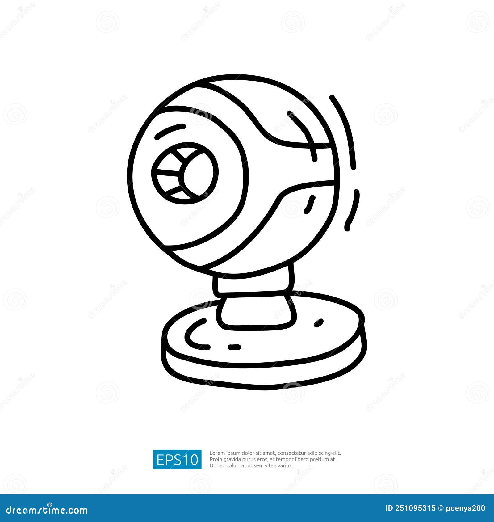 Web Cam Doodle Vector Icon stock vector. Illustration of camera - 251095315