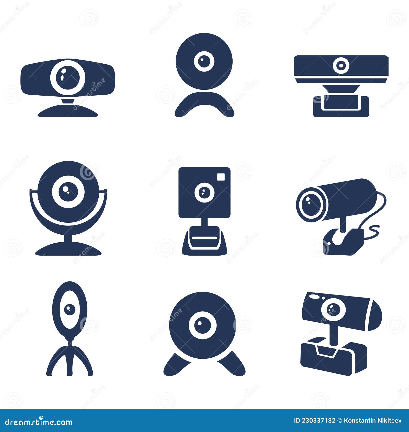 Web Camera Icons. Vector Set of Webcam Pictograms Stock Vector ...