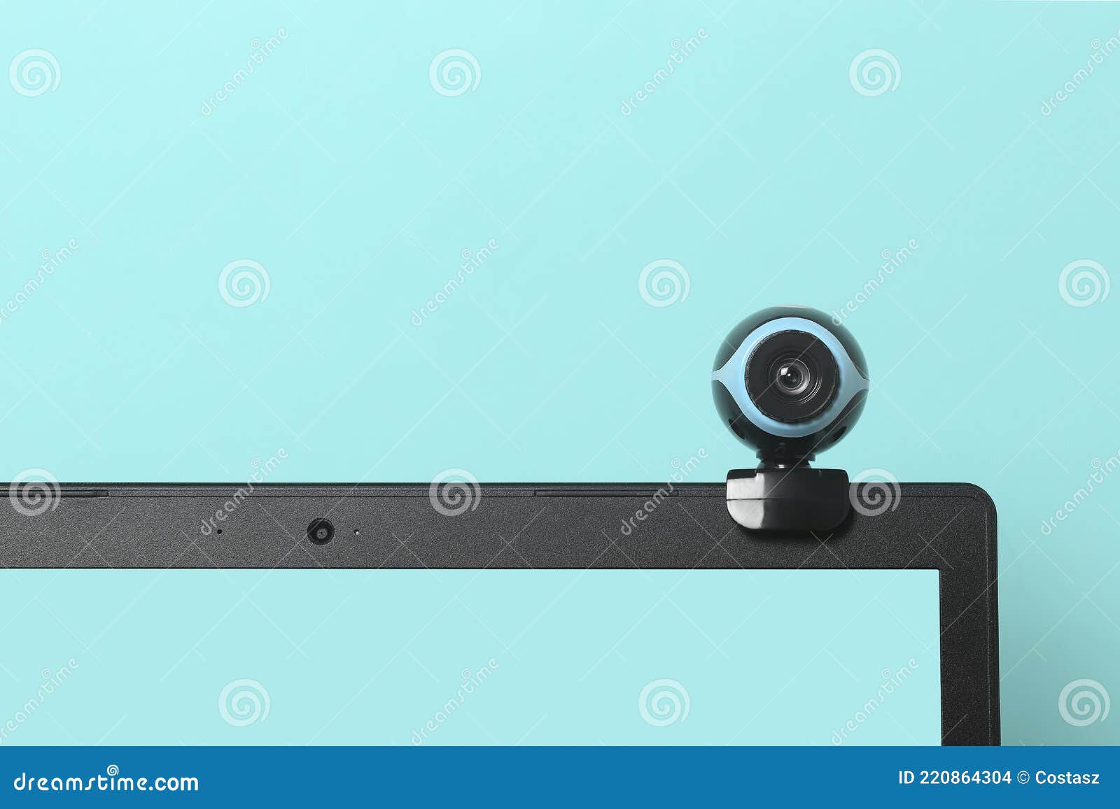 Web camera on laptop stock photo. Image of device, multimedia - 220864304