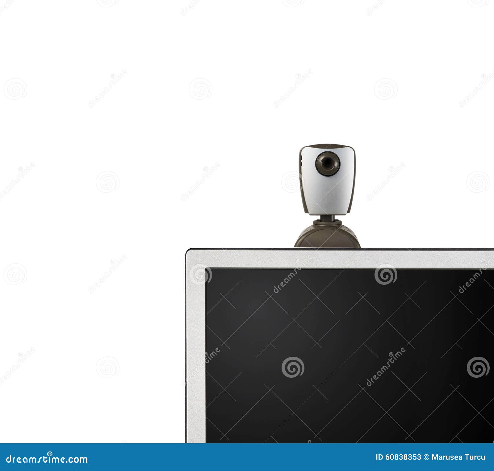 Web camera on monitor stock image. Image of watching - 60838353