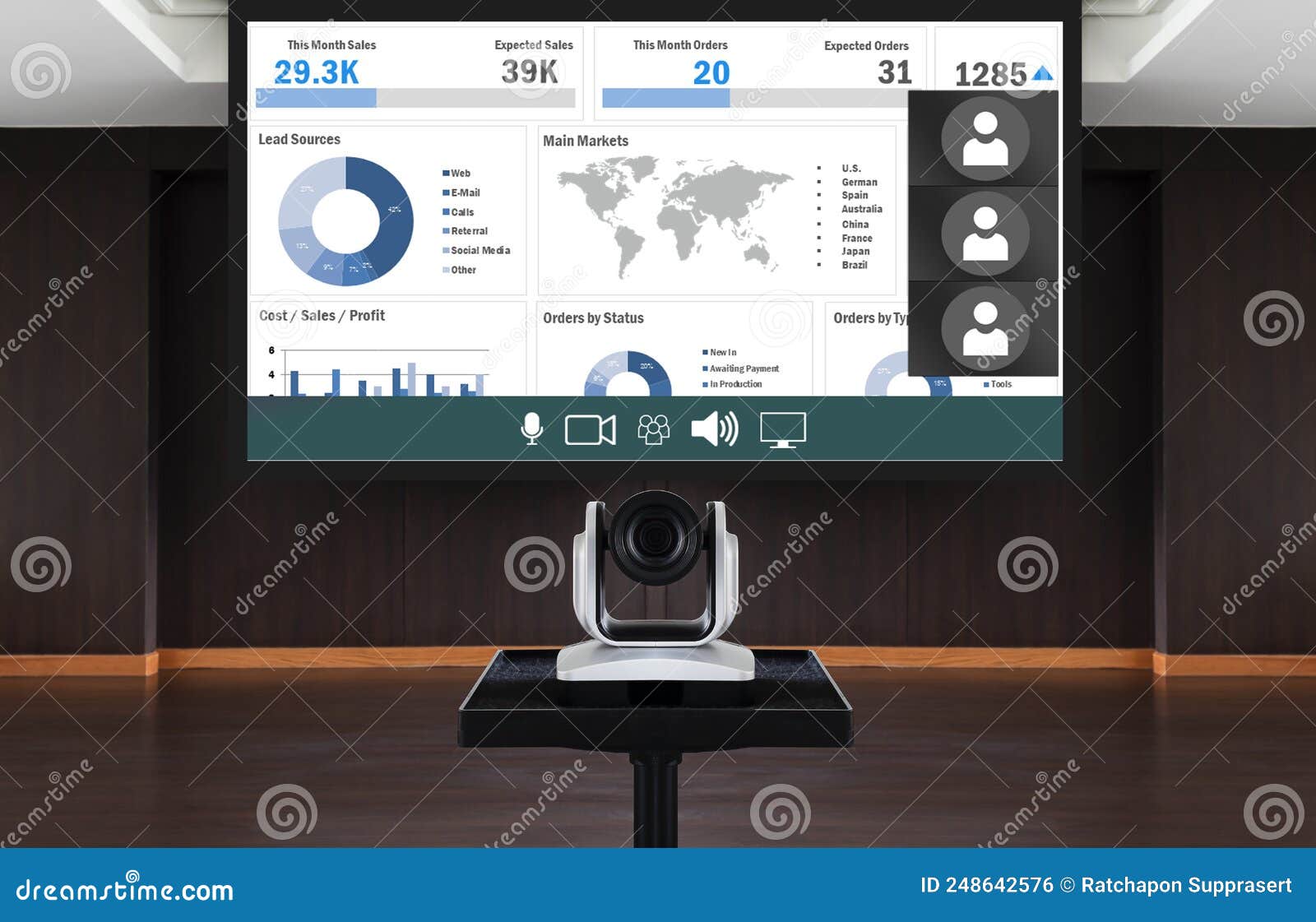 Web Camera For Online Meeting With Mock Up Presentation Slide Show On ...