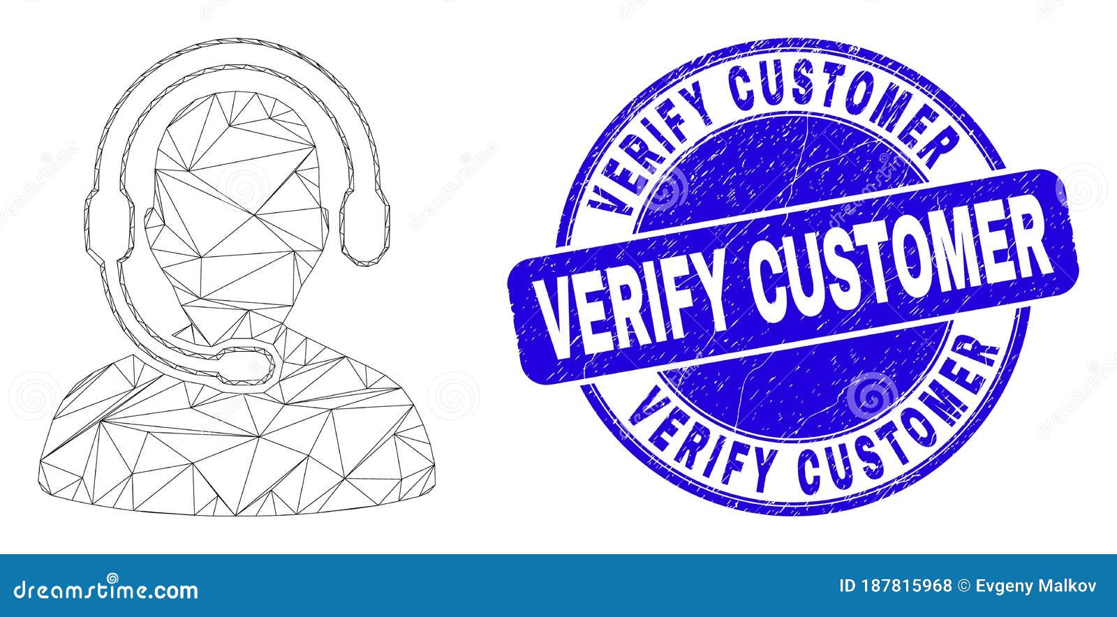 Blue Distress Verify Customer Stamp Seal and Web Carcass Call Center ...