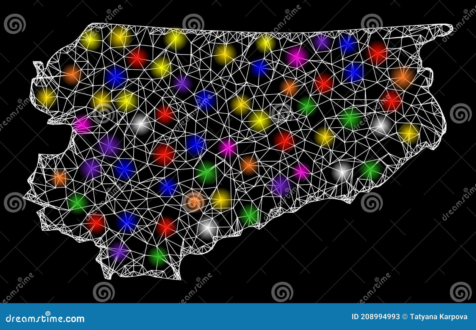 Web Carcass Map of Warmia-Masuria Province with Shiny Light Spots Stock ...