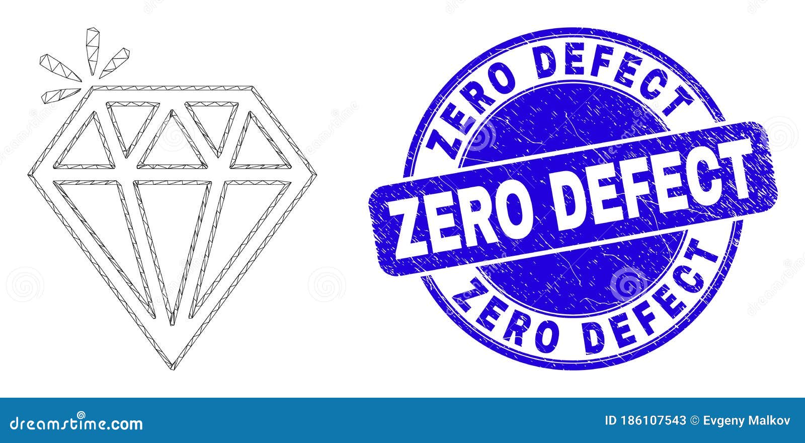 Blue Scratched Zero Defect Stamp and Web Mesh Spark Brilliant Stock ...