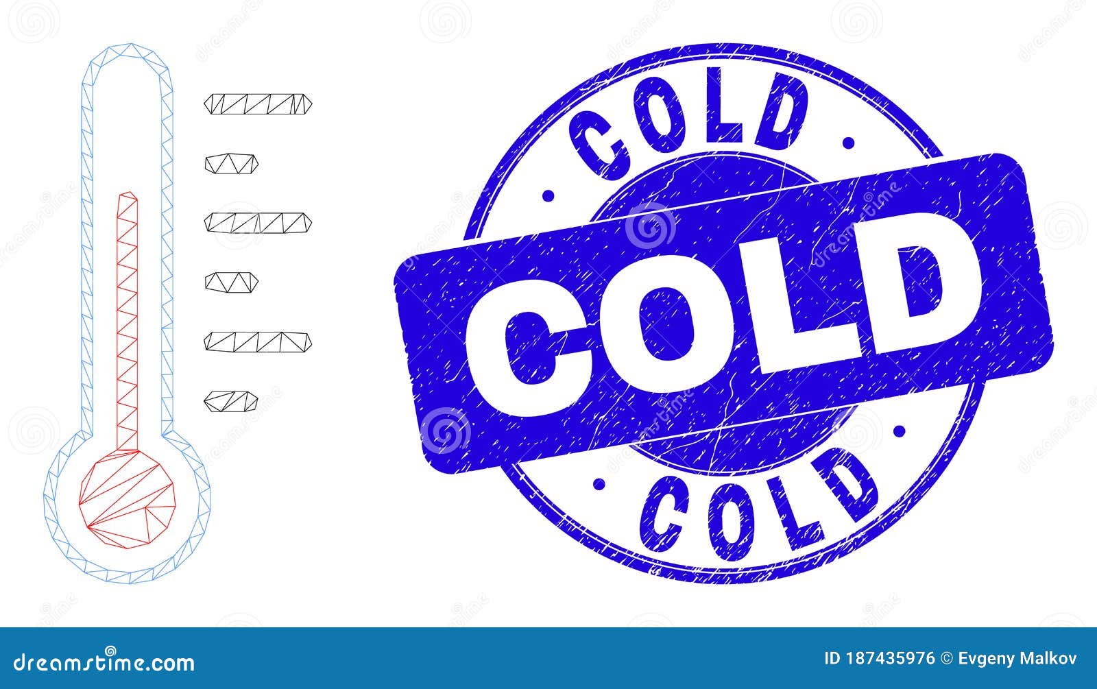 Blue Grunge Cold Stamp Seal and Web Carcass Thermometer Stock ...