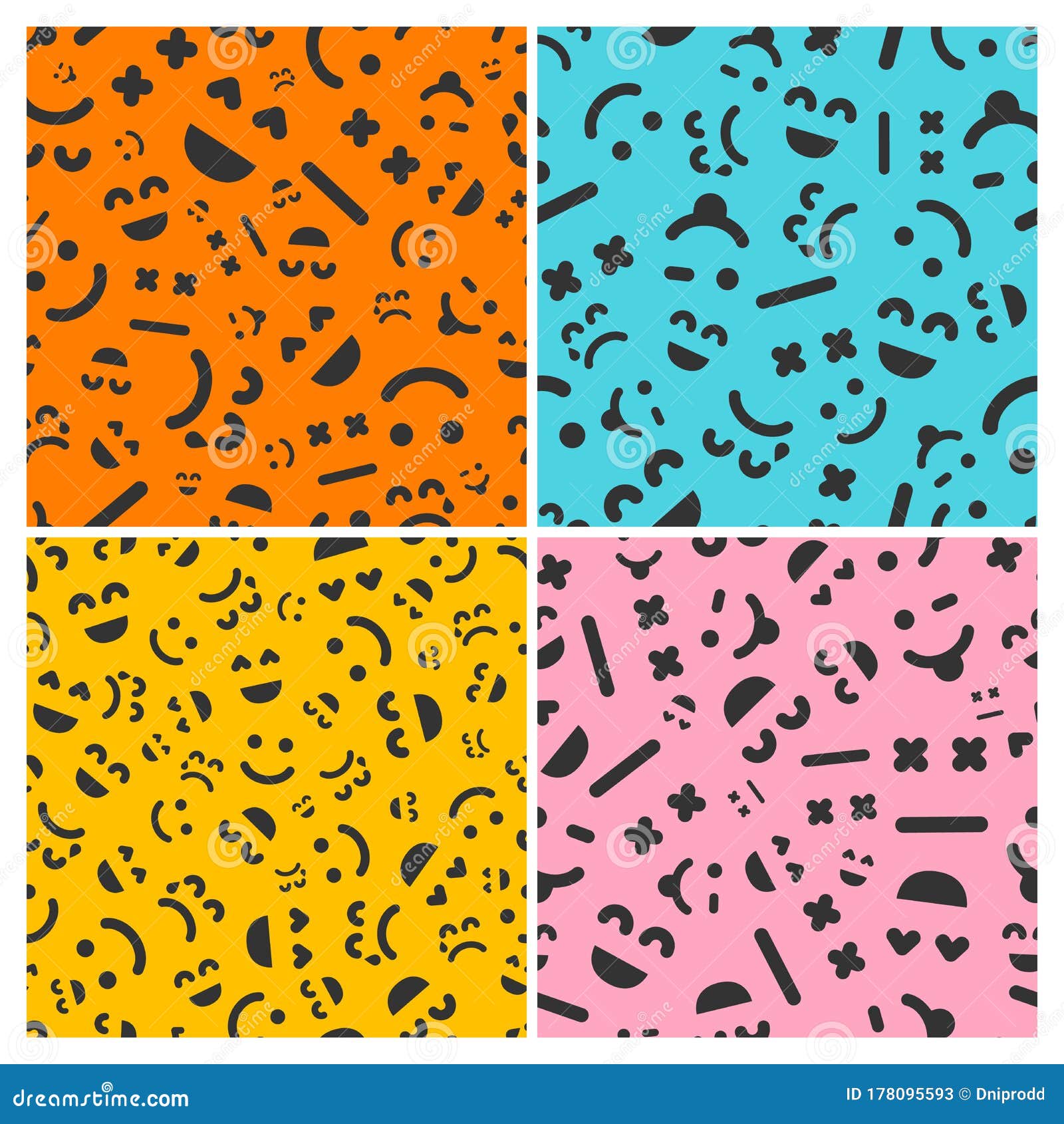 Seamless Patterm with Cartoon Faces with Emotions Stock Vector ...