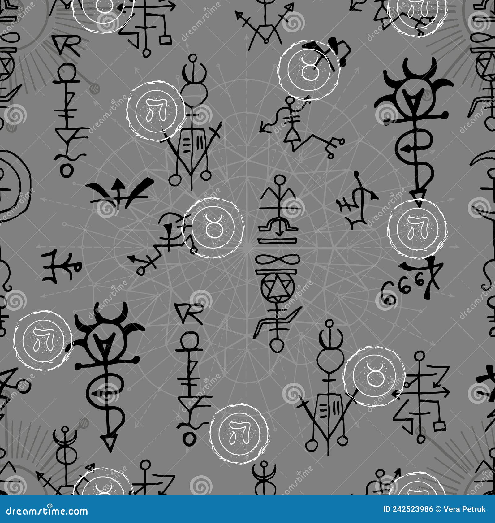 Celestial Seamless Pattern with Fantasy Mystic Symbols and Signs of Sun ...