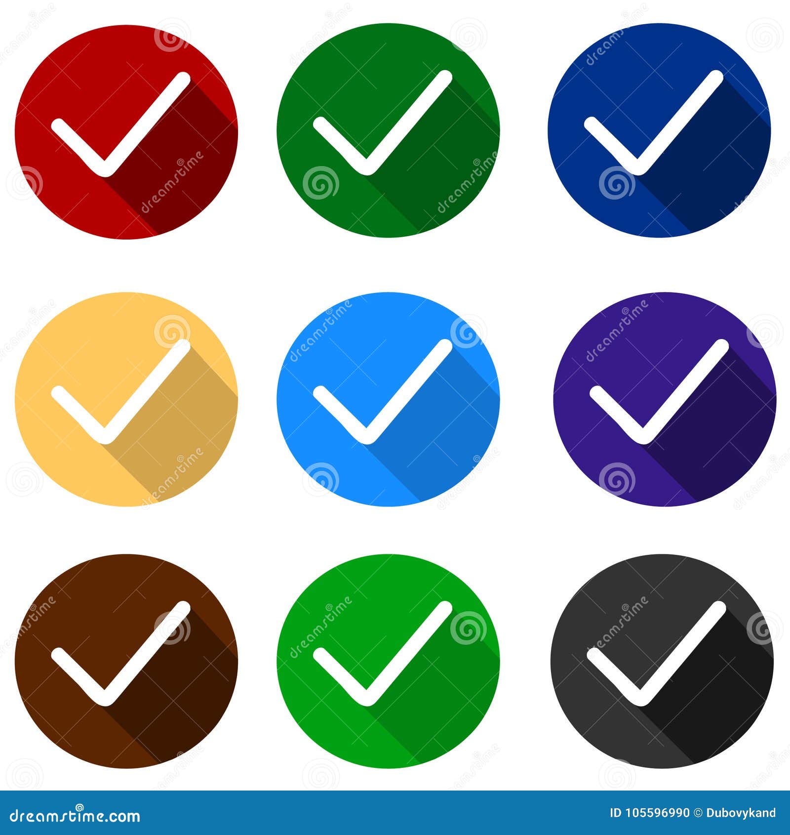 Web Check Mark Icons in Modern Flat Design. Colorful Vector Set Stock ...