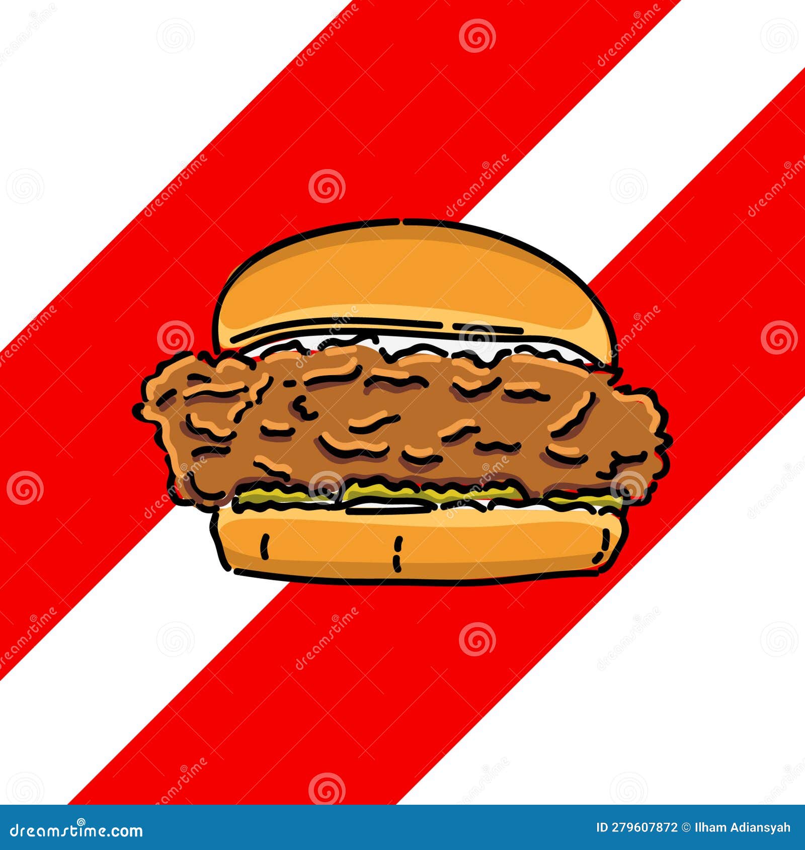Chicken Burger Illustration Stock Vector - Illustration of cheese, meat ...