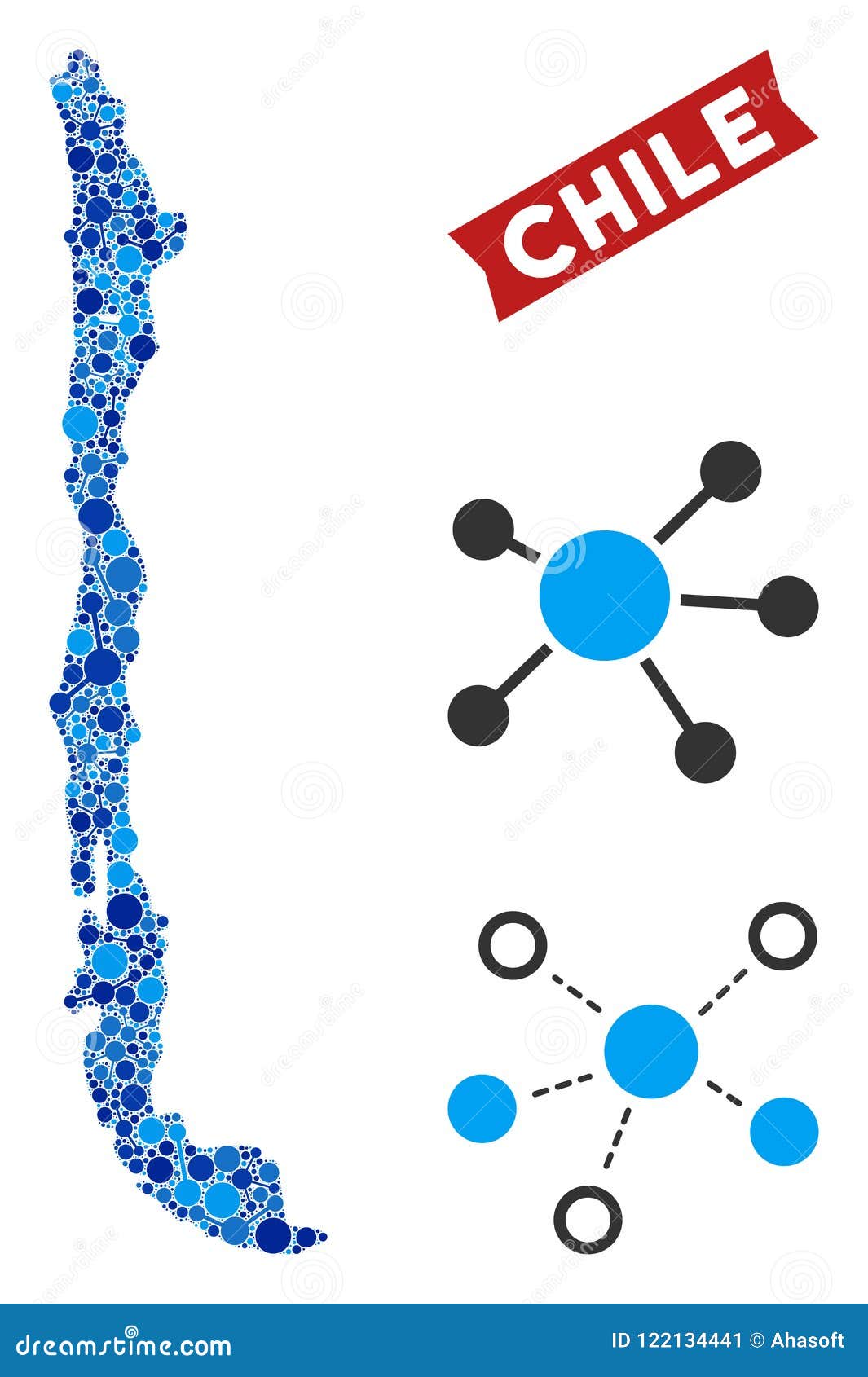 Chile Map Connections Collage Cartoon Vector | CartoonDealer.com #122134441