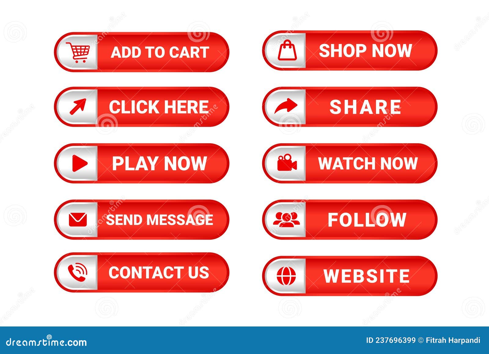 Web Click Button Social Media Icon Design Collection Stock Vector ...