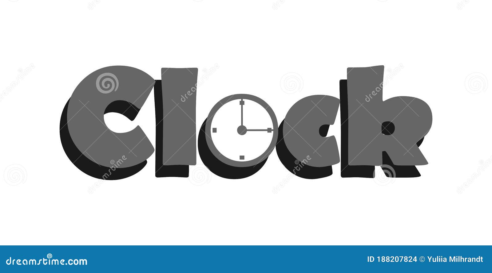 Clock Inscription for Logo. Vector Gray Isolated Stock Illustration ...