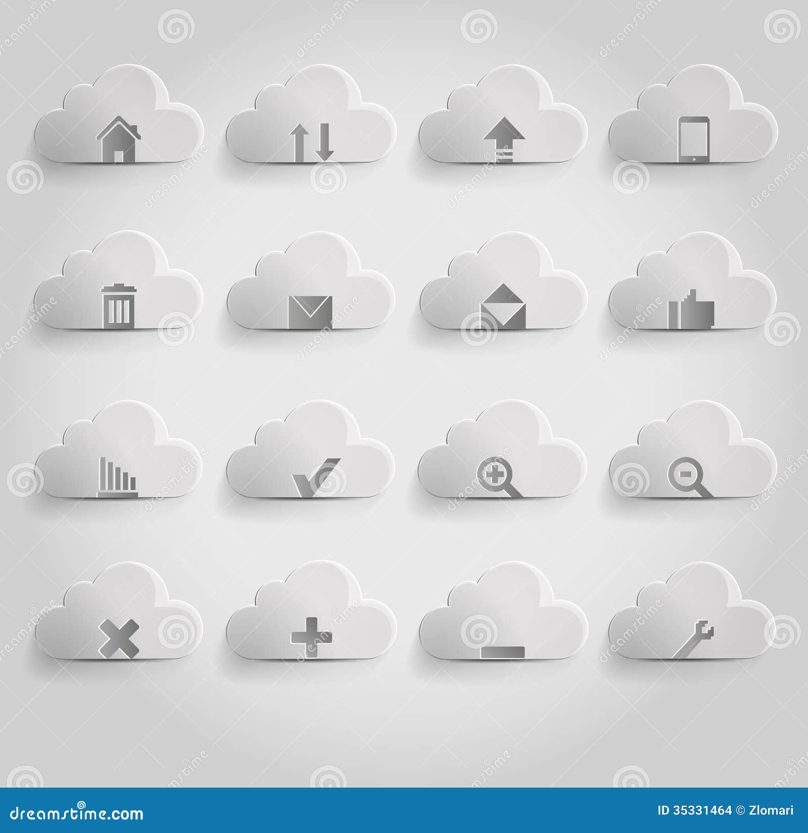 Web cloud Icon Set stock vector. Illustration of chat - 35331464